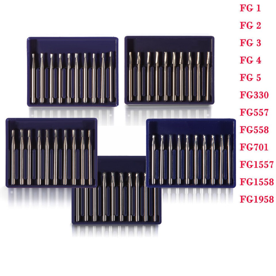Dental Carbide Burs FG 1-5 245 557 7404 7901 Taper Friction Grip for ...