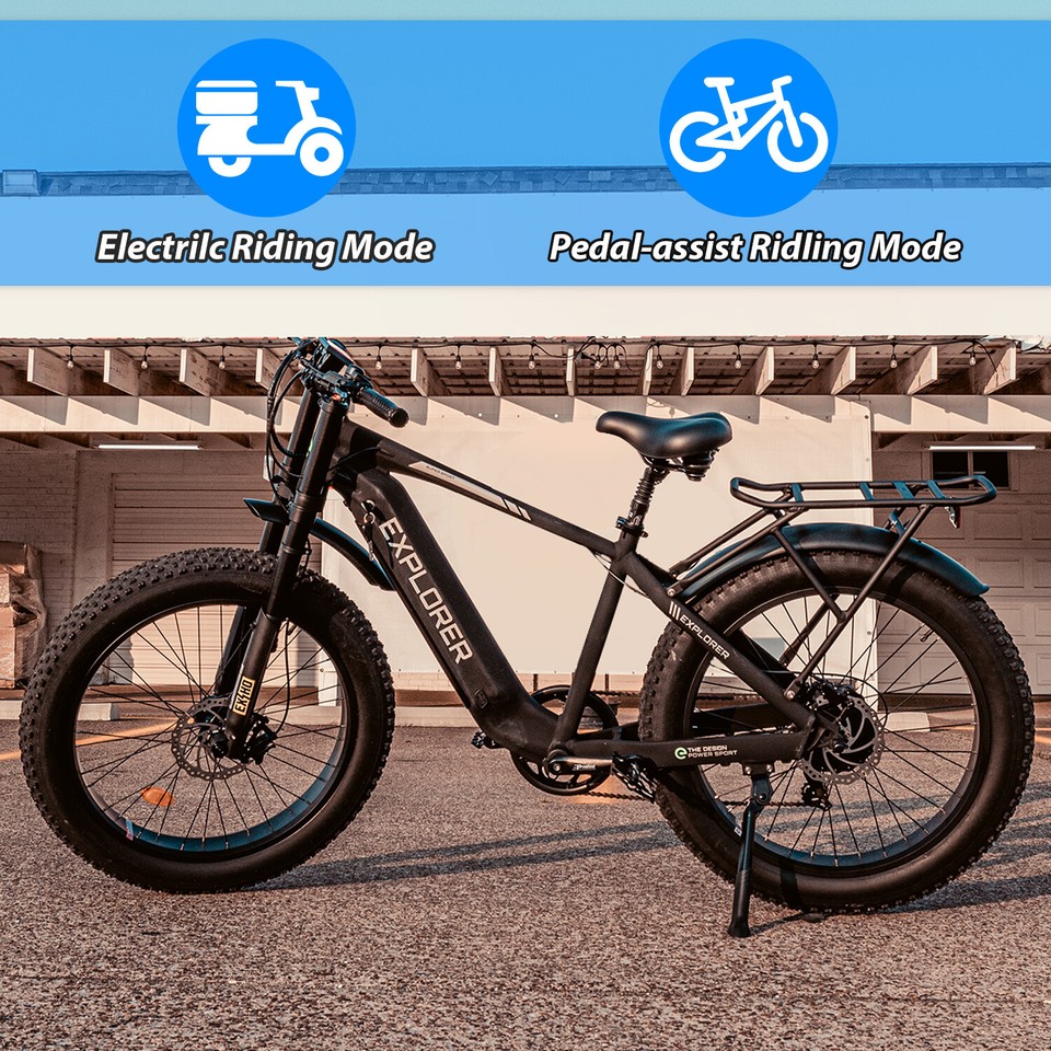 ECOTRIC 26" 750W Motor 48V 13AH Mountain Snow Electric Bike Fat Tire ...