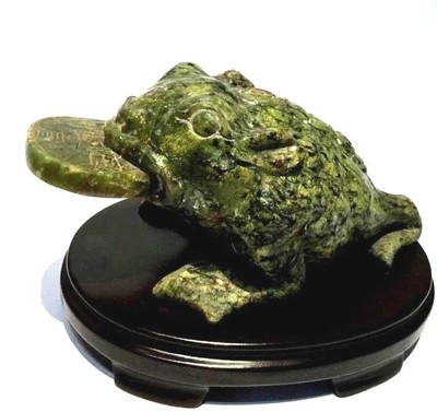 Burmese Natural Dark Green Jade Wealth Golden Frog Toad Statue | eBay