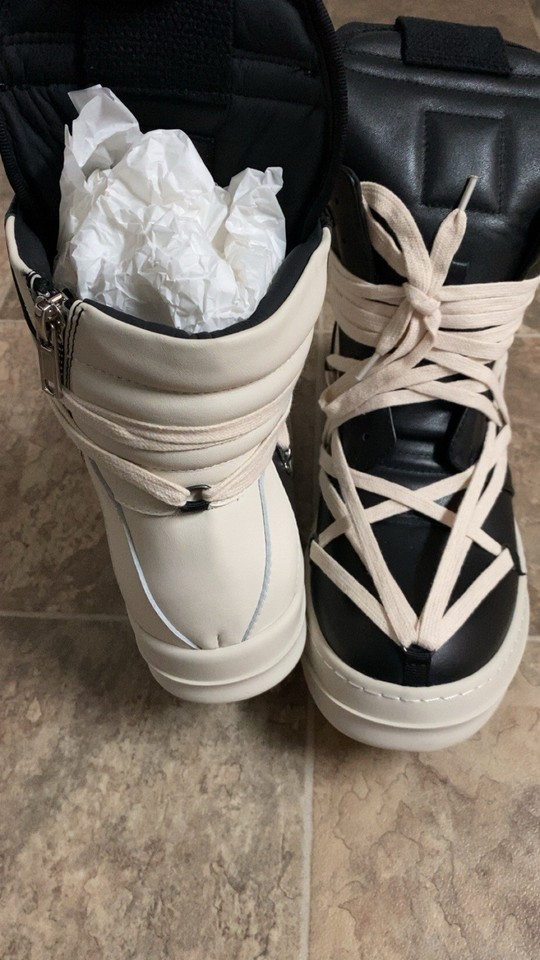 New Size 10 Rick Owens GeoBasket 1:1 Laced Sneakers NOX BOX | eBay