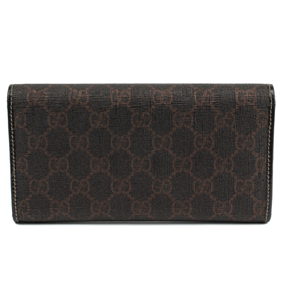 Gucci GG Supreme Monogram Coated Canvas Brown Continental Flap Wallet # ...