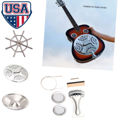 Chrome 9Pcs Dobro Guitar Bridge Tailpiece Resonator Cones Soundhole ...