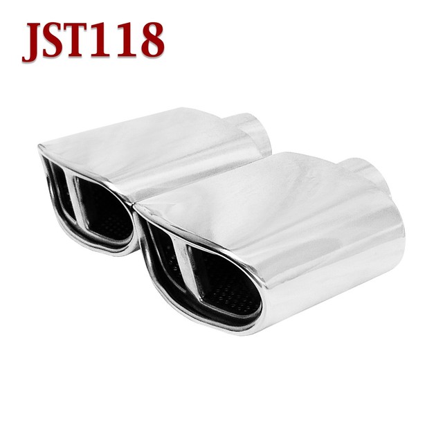 JST118 PAIR 2.25" Stainless Oval Resonated Exhaust Tips 2 1/4" Inlet ...
