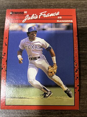ERROR NO DOT 1990 DONRUSS BASEBALL CARD #142 JULIO FRANCO RANGERS PACK ...
