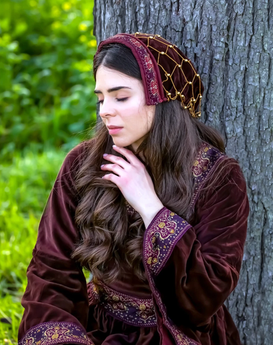 Mittelalter Larp Magd Maid Haube Perlenhaube Samt zum Gewand Perlen ...
