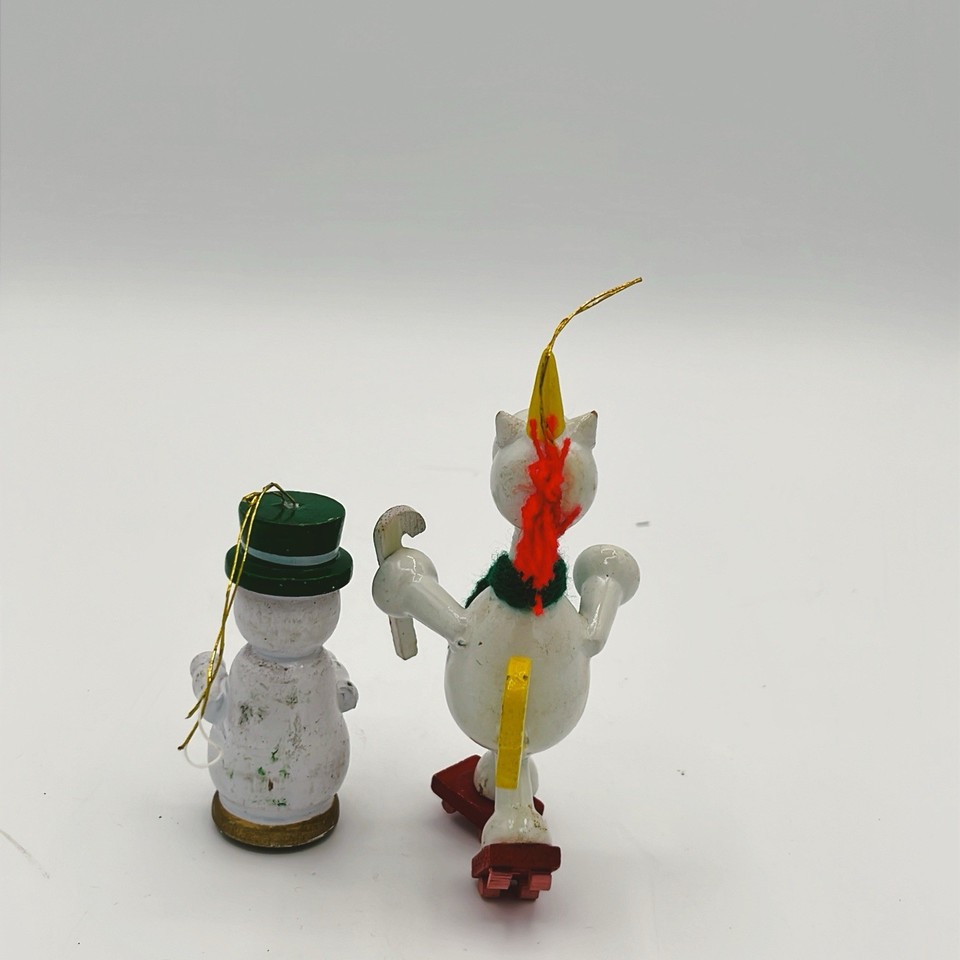 Lot Of 2 Vtg Mini Wooden Christmas Ornaments Hand painted 80’s Unicorn ...