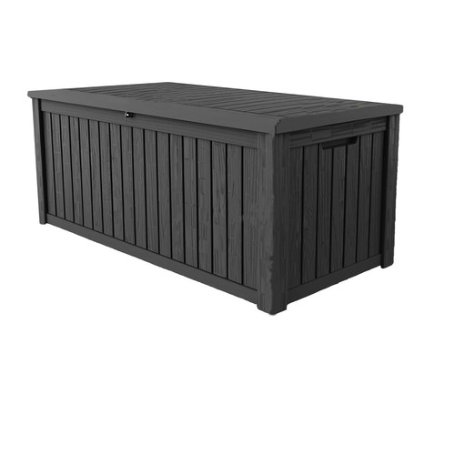 150 Gallon Lockable Resin Deck Box, Waterproof & UV-Resistant Outdoor ...