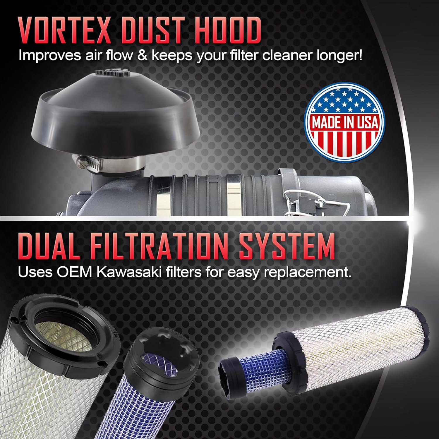Air Filter Upgrade Kit Fits Kawasaki FR651V FR691V FR730V - Heavy Duty ...