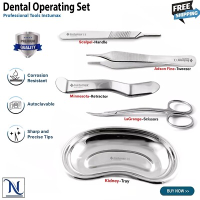 5Pcs Dental Operating First Aid Dressing Surgical Scissors Tweezers ...