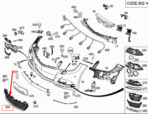 MERCEDES-BENZ C-CLASS W204 Front Bumper Lower Grille A2048851324 ...