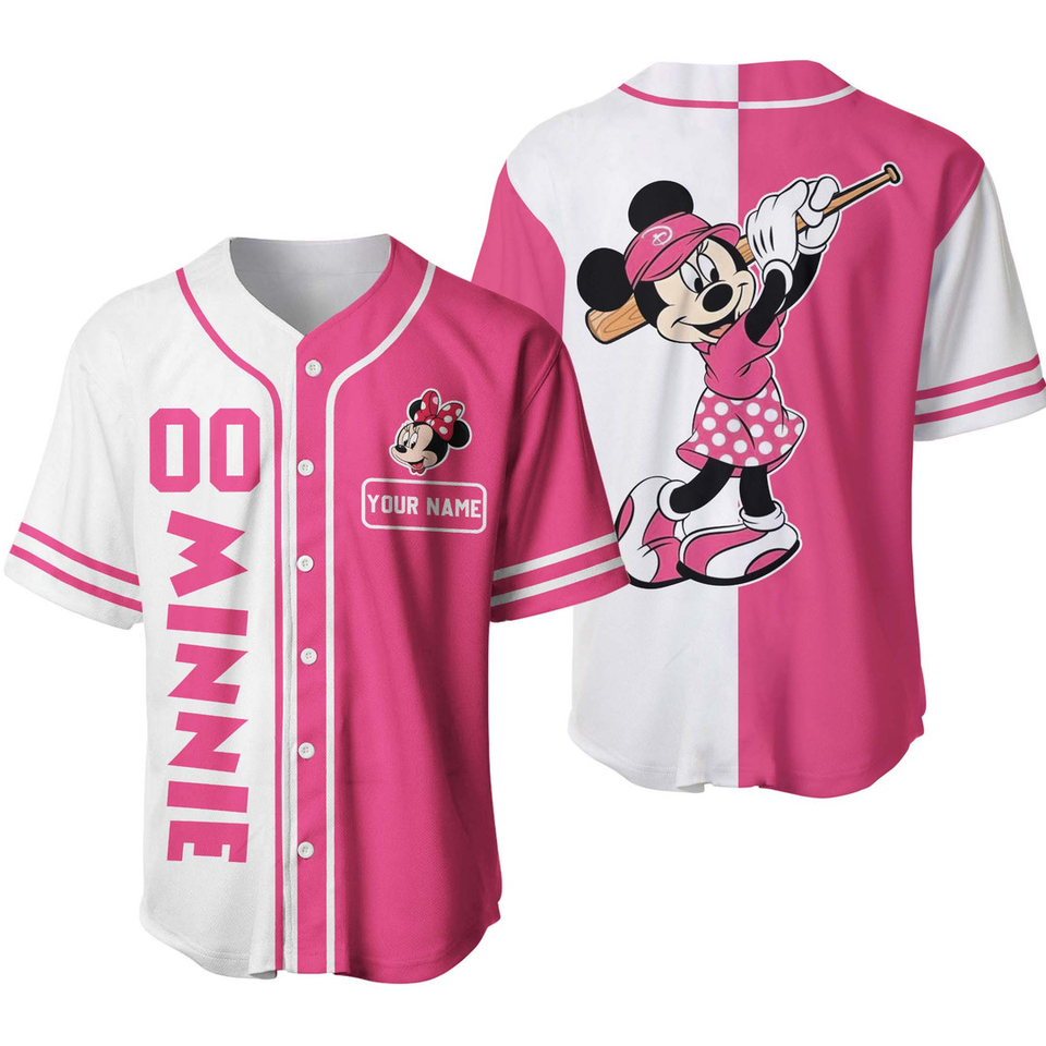 Personalized Love Playing Baseball Minnie Mouse Baseball Jersey Shirt ...