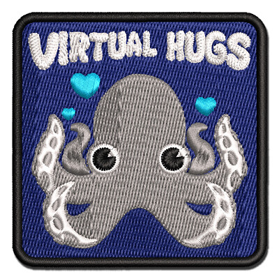 Octopus Virtual Hugs Multi-Color Embroidered Iron-On Patch Applique | eBay