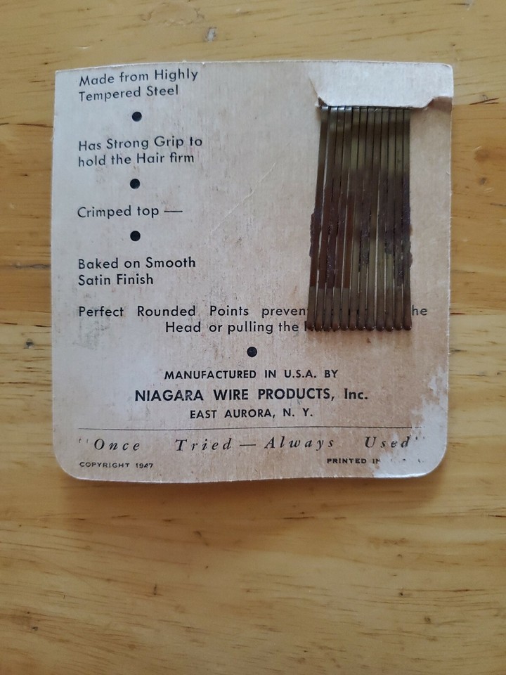 Vintage 1947 NIAGARA HAIR-DO BOBBY PINS NIAGARA WIRE PRODUCTS EAST ...
