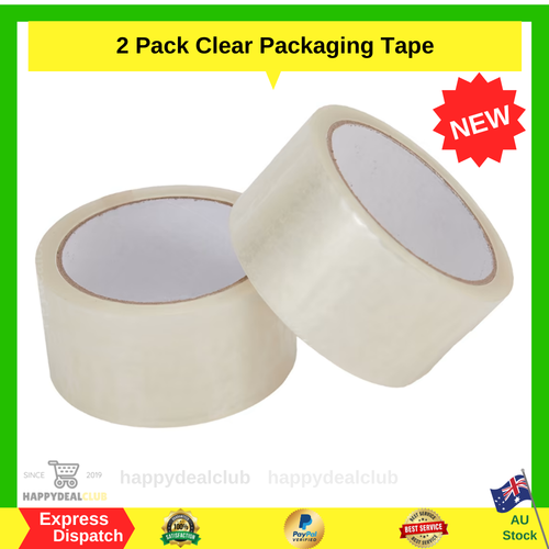 2 Rolls Clear Heavy Duty Sticky Tape Pack 48mm X 50m Sealing Cartoning ...