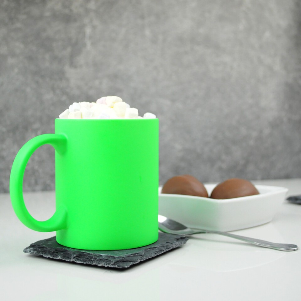 4 x Neon Bright Fluorescent Large 310ml Ceramic Coffee or Tea Mug Cup ...
