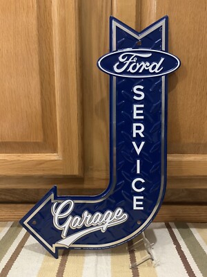 Ford Service Garage Sign Metal Arrow Vintage Style Wall Decor Tools Gas ...