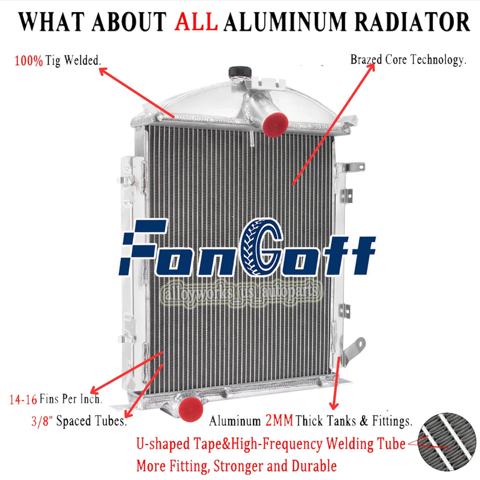 For 1928 1929 28 29 Ford Model A Heavy Duty 3.3L L4 Aluminum 3 Row Core ...