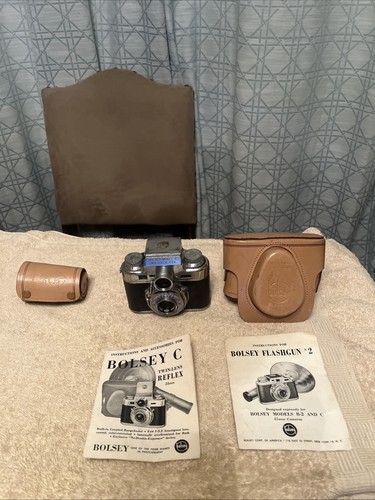 Vintage Bolsey Model C TLR 35mm Camera With Case And Filters for parts ...