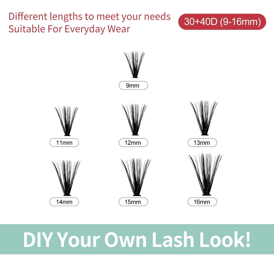 Fadvan Cluster Eyelashes Natural Curl Lash Individual Lashes Thick ...