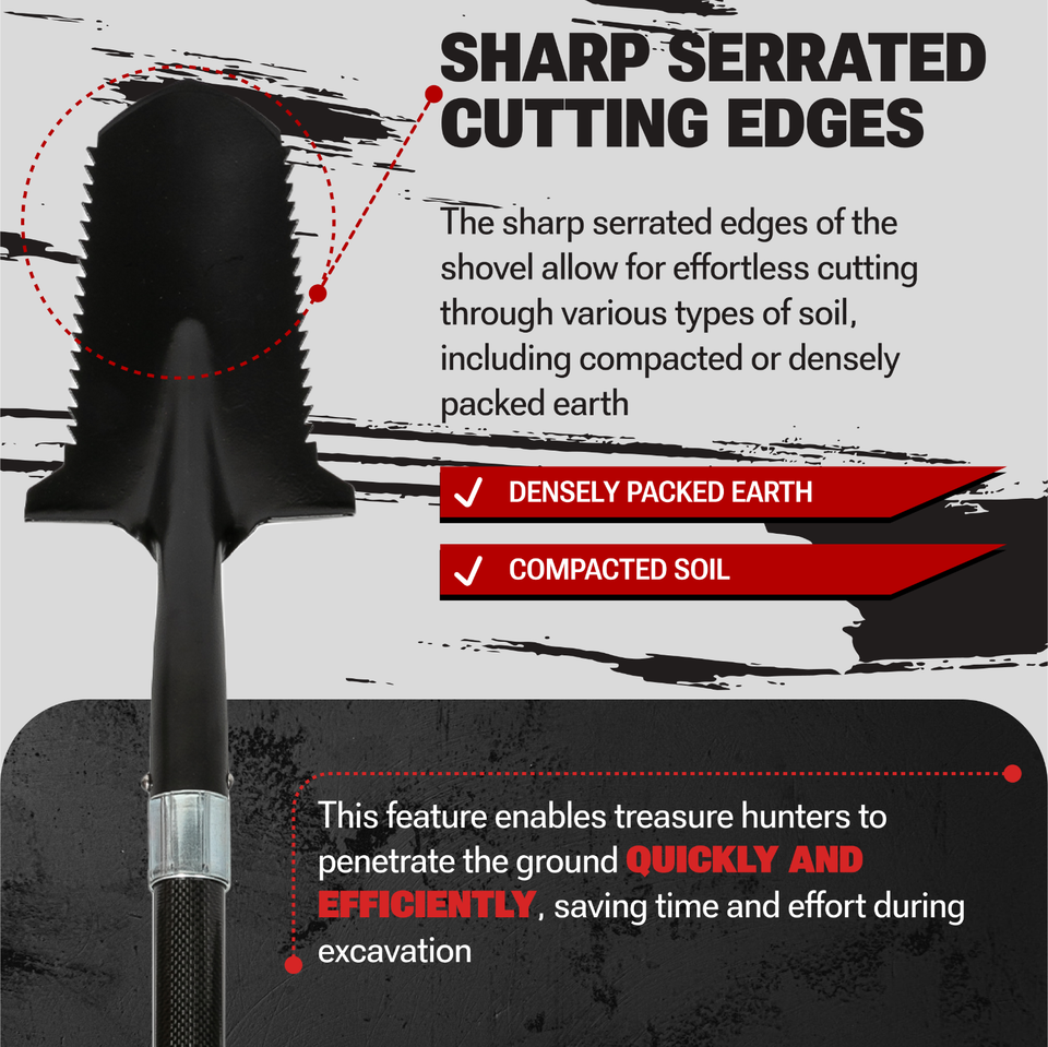 CKG Carbon Metal Detecting Shovel Digging Tool with Double Serrated ...