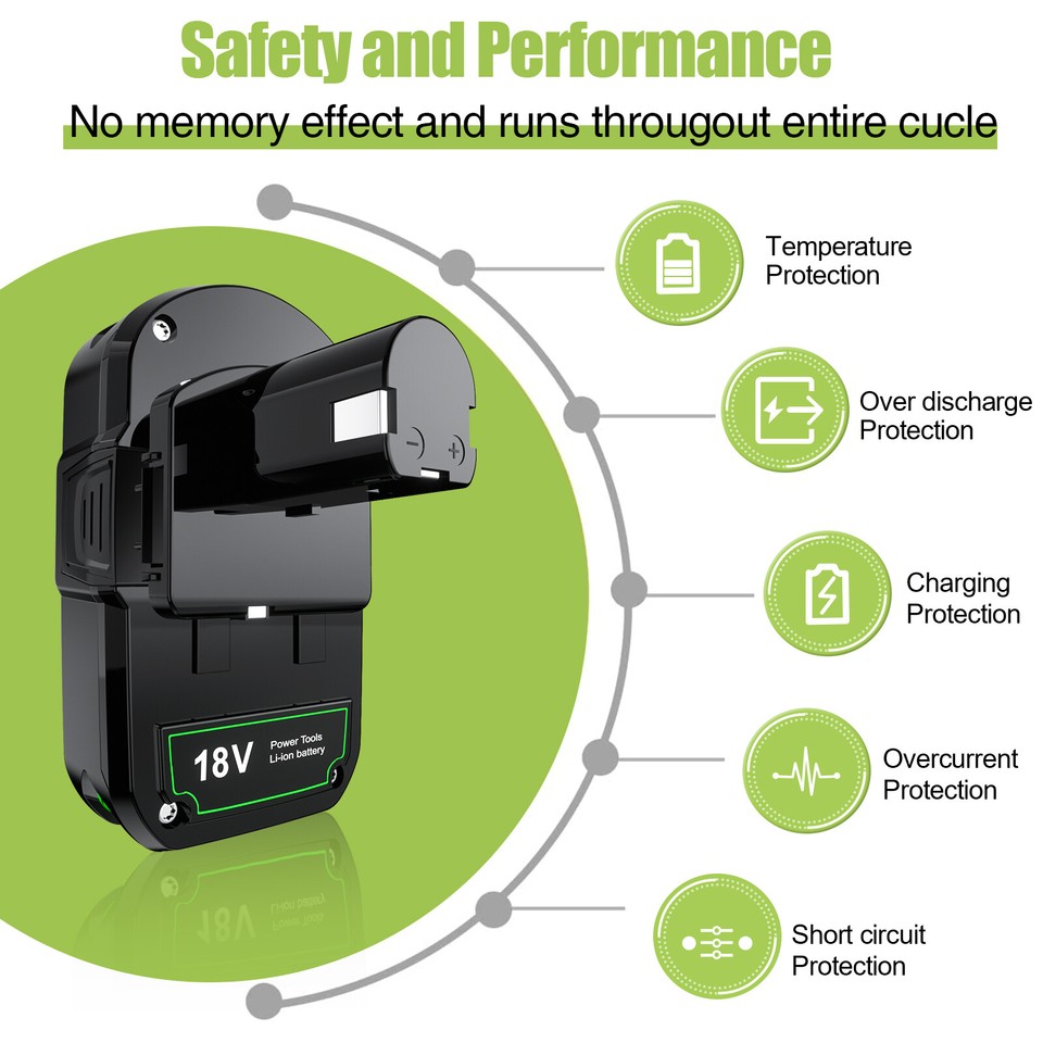 2/1PACK Replacement for Ryobi 18V Lithium Battery P102 P103 P105 P107 ...