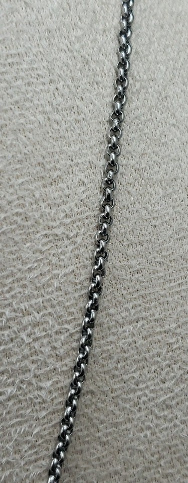 Silver Tone Fossil Necklace Rolo Chain W/ Key Hole Lock Pendant Pavé ...