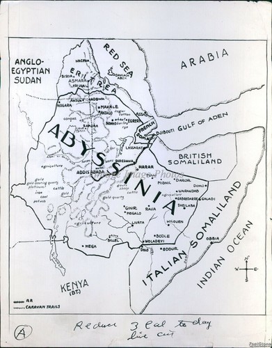Vintage Map Of Abyssinia With Bordering Regions & Countries Geography ...