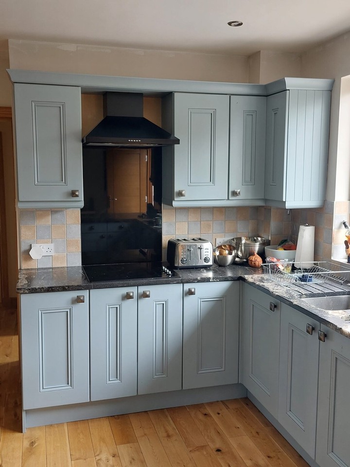 kitchen doors with handles and hinges, some cabinets, cornices and ...