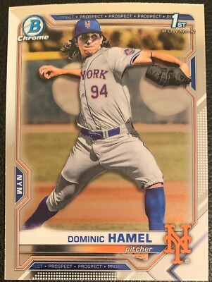 2021 BOWMAN DRAFT CHROME DOMINIC HAMEL NEW YORK MET PROSPECT #BDC-60 ...