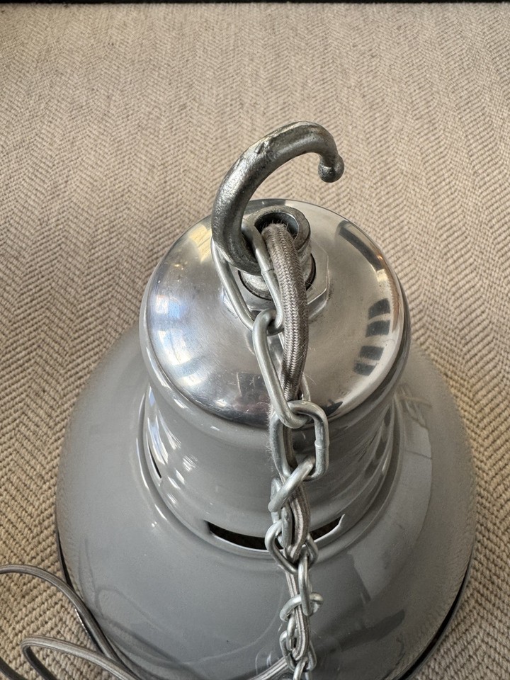 Trainspotters refurbished vintage Dunlop grey enamel industrial pendant ...