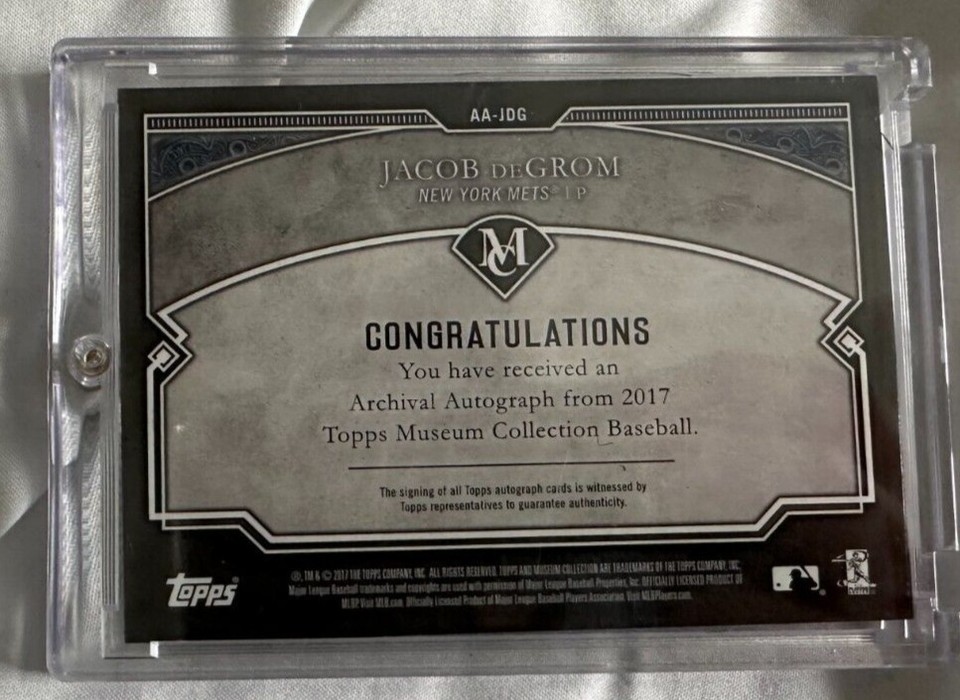 2017 Topps Museum Collection Jacob deGrom On-Card Archival Autograph 71 ...