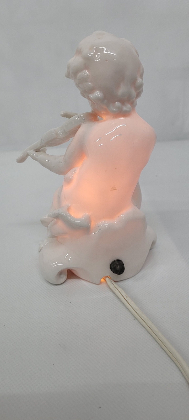 Vintage porcelain angel night light figurine violin petite cherub art ...