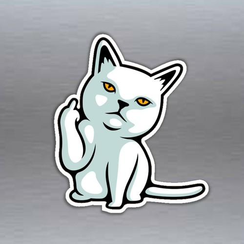 FU cat finger rude funny hand gesture vinyl sticker f**k you 85 x 100 ...