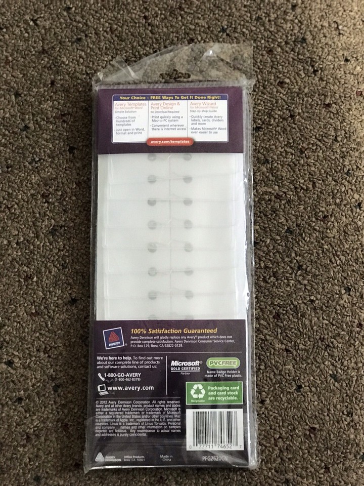 New Avery Pin Style Plastic Name Badges Laser Ink Jet Templete 74652 | eBay