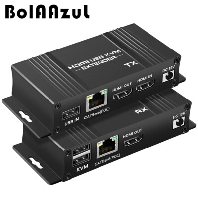 60M HDMI KVM Extender over Ethernet Cat5e/6 KVM USB POC Cable HDMI Loop ...