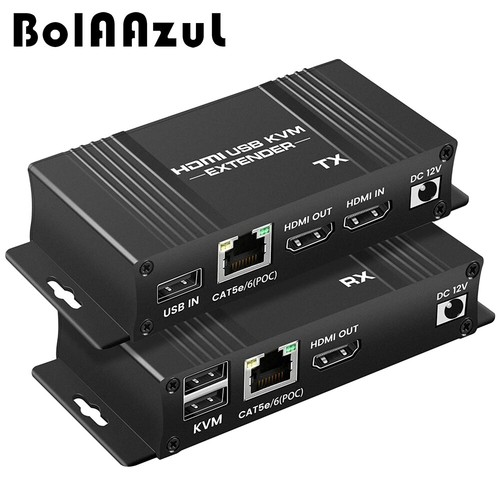 60M HDMI KVM Extender over Ethernet Cat5e/6 KVM USB POC Cable HDMI Loop ...