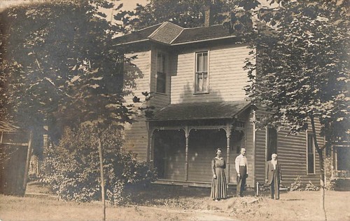 Postcard RPPC House Woman 2 Men AZO Stamp Box | eBay