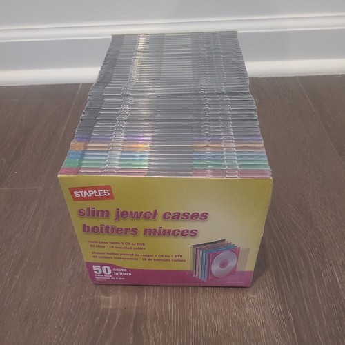 Staples Slim CD Jewel Cases 50 Pack Assorted Color Plastic | eBay