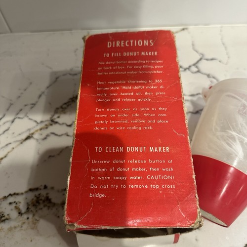 Vintage Popeil's Donut Maker Red and White Made in USA Donut Recipes on Box | eBay