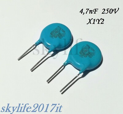 2 pz Condensatore ceramico 4,7nF 250V ac KC472M CLASS X1 Y2 - 2 pezzi ...