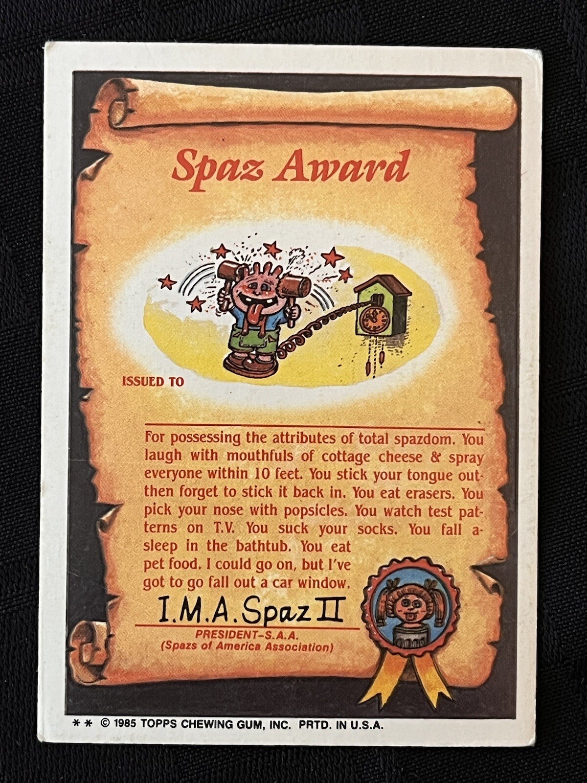 1985 Topps Garbage Pail Kids Card Series 2 OS2 Glossy Back GPK Muggin ...