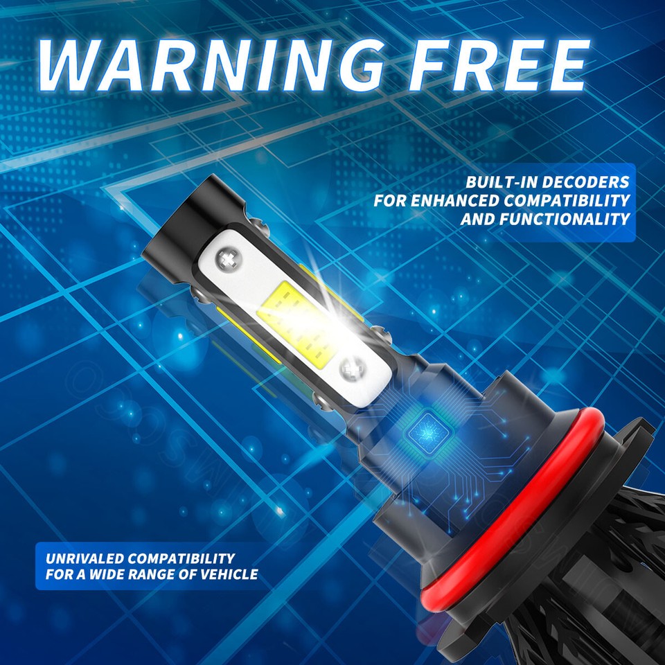2x 9007/HB5 LED Headlight Bulbs Kit 10000K White High Lo Beam Light ...