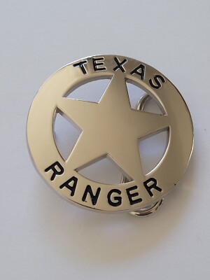 Texas Ranger Badge Belt Buckle - Silver Finish Western 1.75" Belt ...