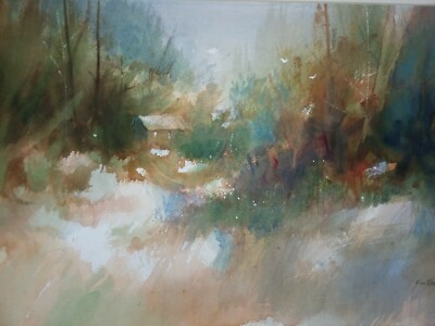 1980s Jim Dodd WATERCOLOR,,Found in museum / Cabin in the woods | eBay