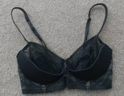 CALVIN KLEIN black lace BRA-black 32c us underwire sexy night sheer ...