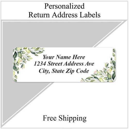 60 Return Address Labels Personalized Printed 3/4 x 2 1/4 Corner Leaves ...