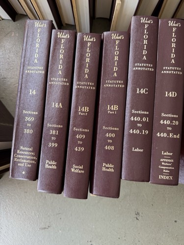 6 West Florida Statutes Annotated Law Book legal Decor 14,14a,14b(1/2 ...