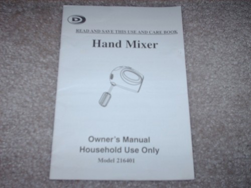 Durabrand Hand Mixer Owner's Manual Model # 216401 English Spanish | eBay