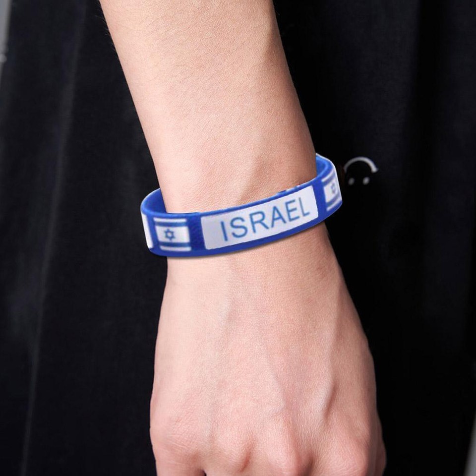 Elastic Israel Flag Silicone Wristband Soft Rubber BraceletS D1P0 Holy ...