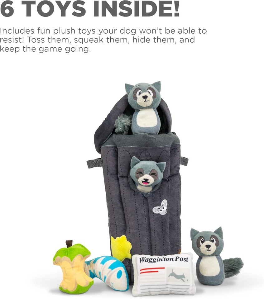 Hide A Raccoon Plush Dog Toy Puzzle - Interactive Fun for All Breeds ...